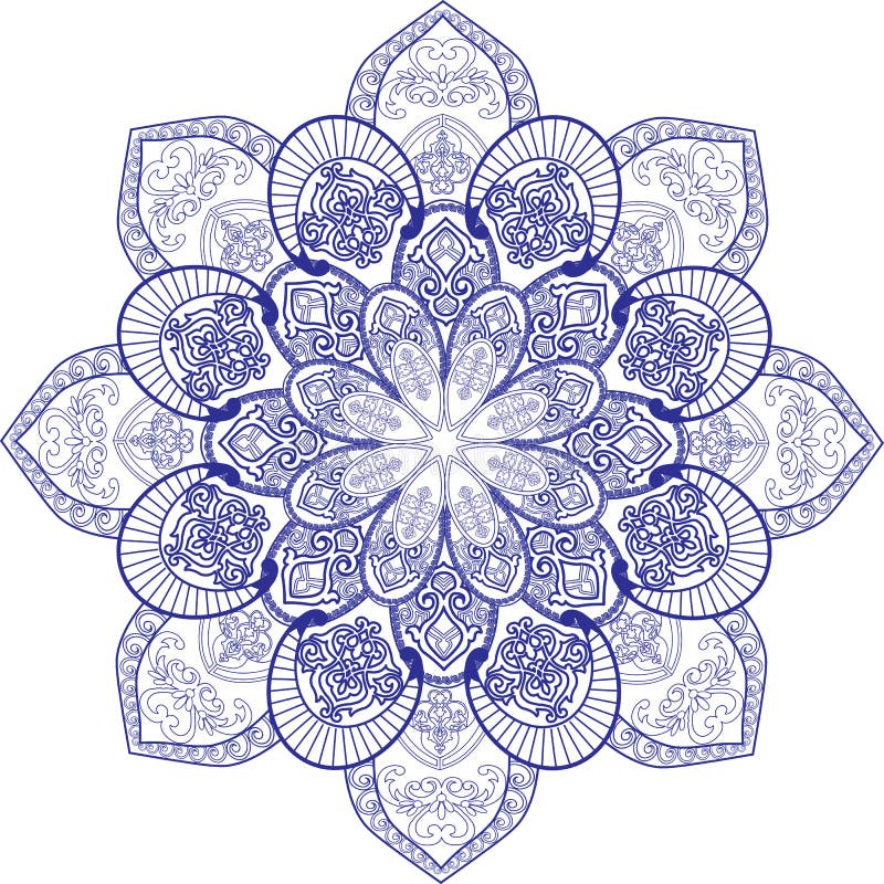 Round Patterns in Monochrome Mandala Stock Vector - Illustration of ...