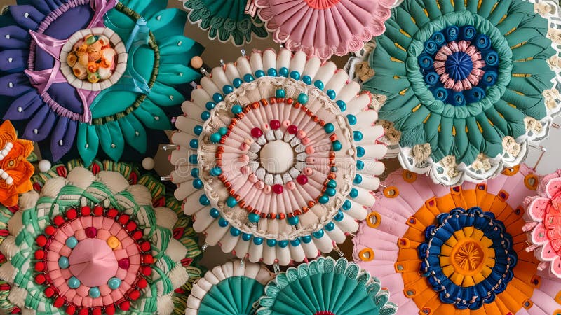 Traditional Mandalas Made of Textile Threads Stock Illustration ...