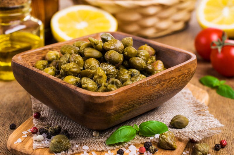 Traditional Marinated Capers Stock Photo - Image of lemon ...