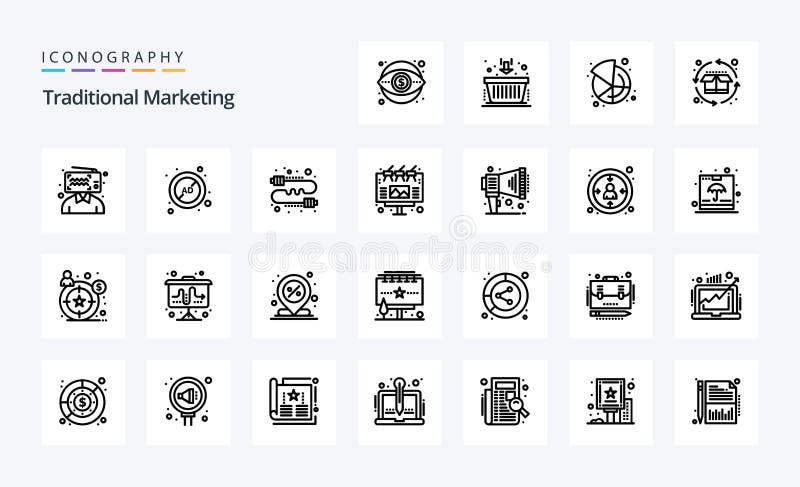 25 Traditional Marketing Line Icon Pack Stock Vector - Illustration of ...