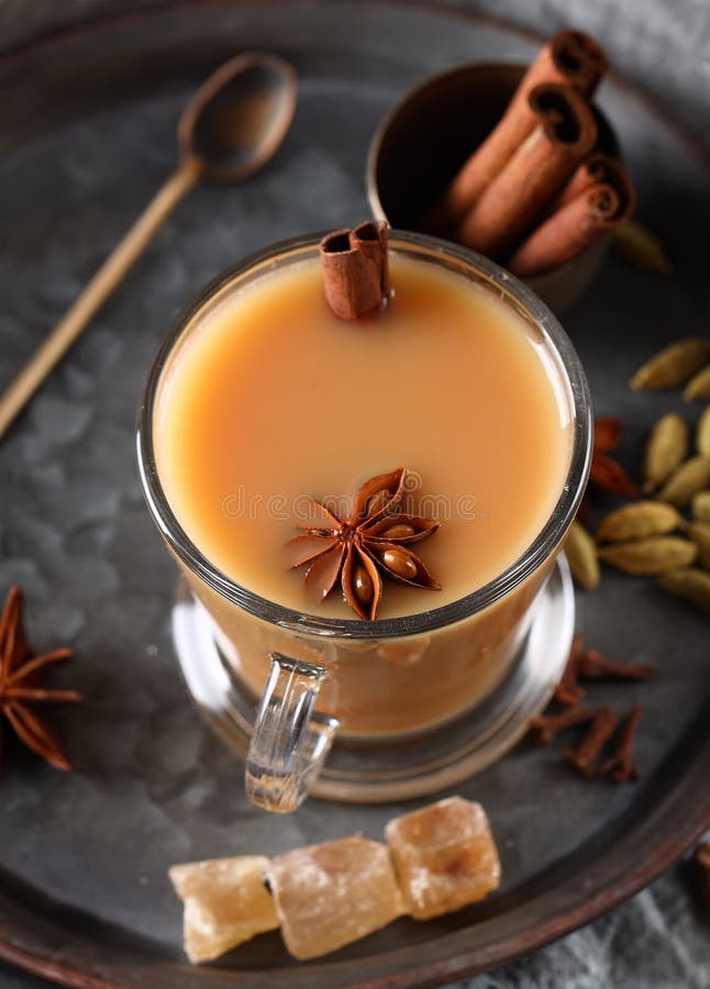 Traditional Masala Tea with Spices Stock Image - Image of coriander ...
