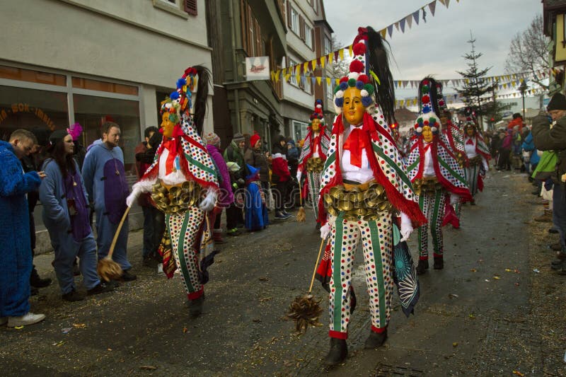 Traditional Masked Carnival Procession in Stuttgart, Germany. Editorial ...