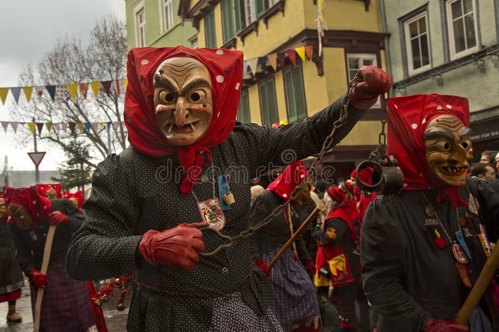 Traditional Masked Carnival Procession in Stuttgart, Germany. Editorial ...