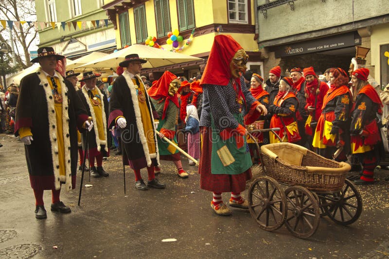 Traditional Masked Carnival Procession in Stuttgart, Germany. Editorial ...