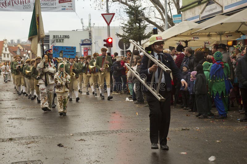 Traditional Masked Carnival Procession in Stuttgart, Germany. Editorial ...