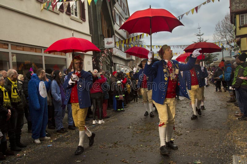 Traditional Masked Carnival Procession in Stuttgart, Germany. Editorial ...