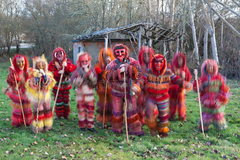 Traditional Masquerade Group Stock Image - Image of movement, orange ...
