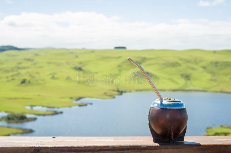 Traditional Mate, Mate, with Green Field View. ChimarrÃ£o Stock Image ...