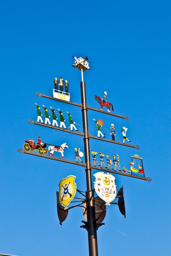 Traditional Maypole with Clear Blue Sky Stock Image - Image of paint ...