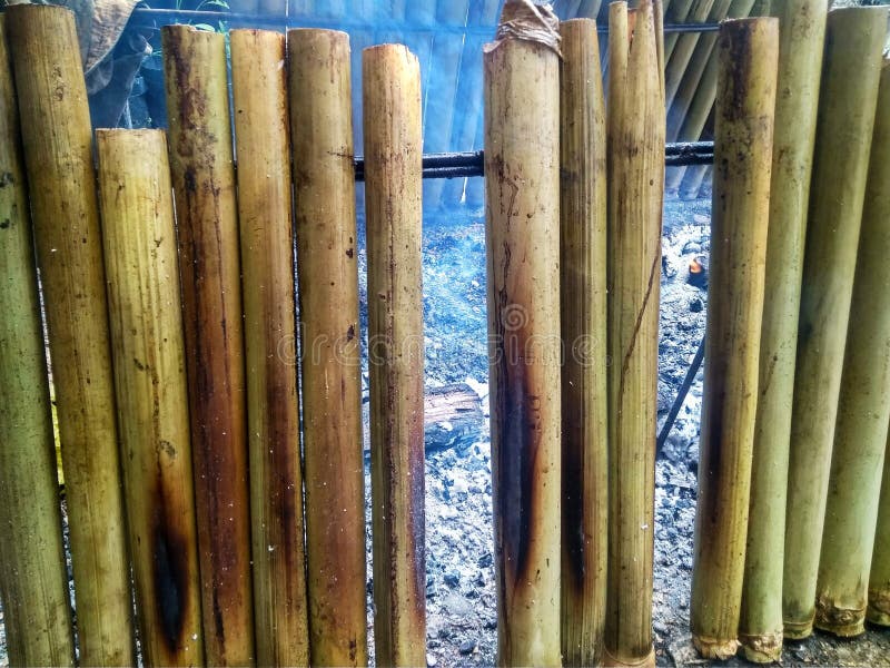 Traditional Meal, Sticky Rice Cooked in Bamboo Stock Photo - Image of ...