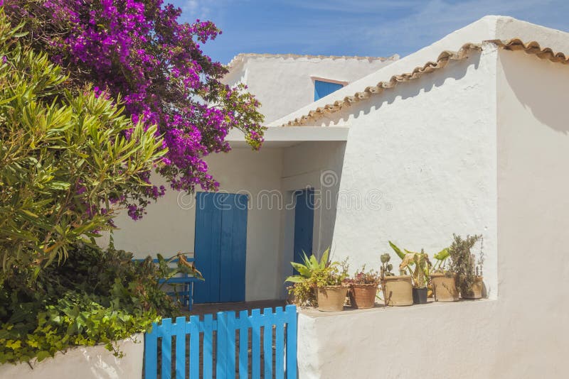 Traditional Mediterranean House Stock Photo - Image of wall, pink ...