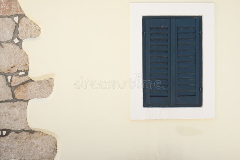 Traditional Mediterranean Window on White Wall Stock Photo - Image of ...
