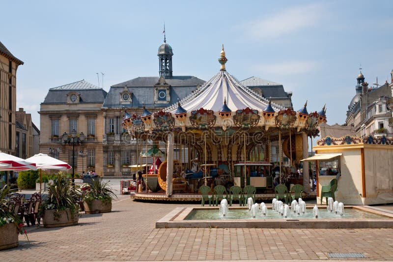 Traditional Merry-go-round On Town Square Stock Photo - Image of ...