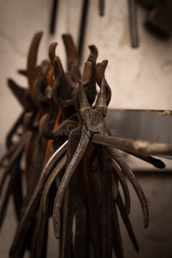 Tools for Forging in a Blacksmith Shop. Pliers. Stock Image - Image of ...