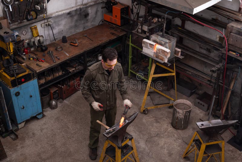 Traditional Metalworking Process in a Forge. Stock Image - Image of ...