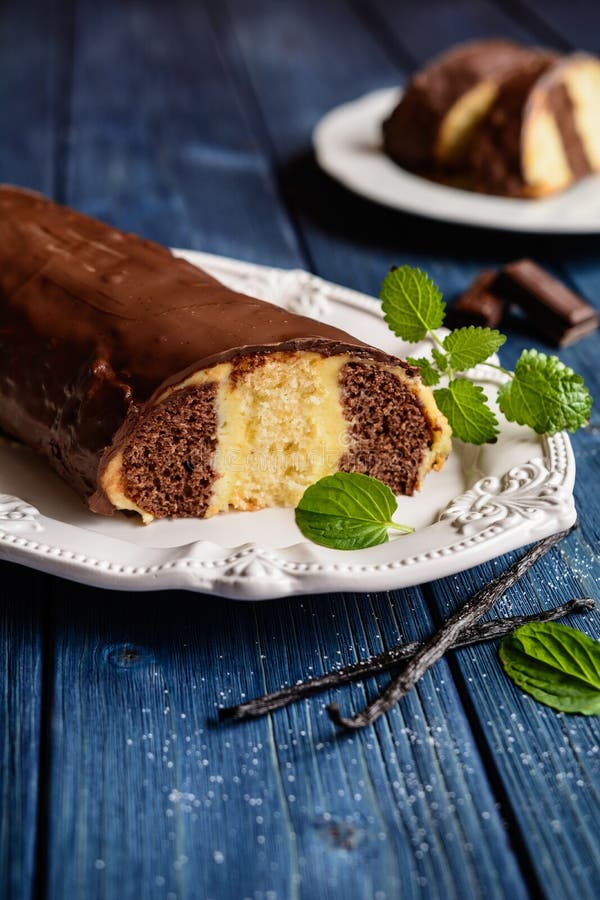 Traditional Meter Cake with Vanilla Cream Stock Image - Image of ...