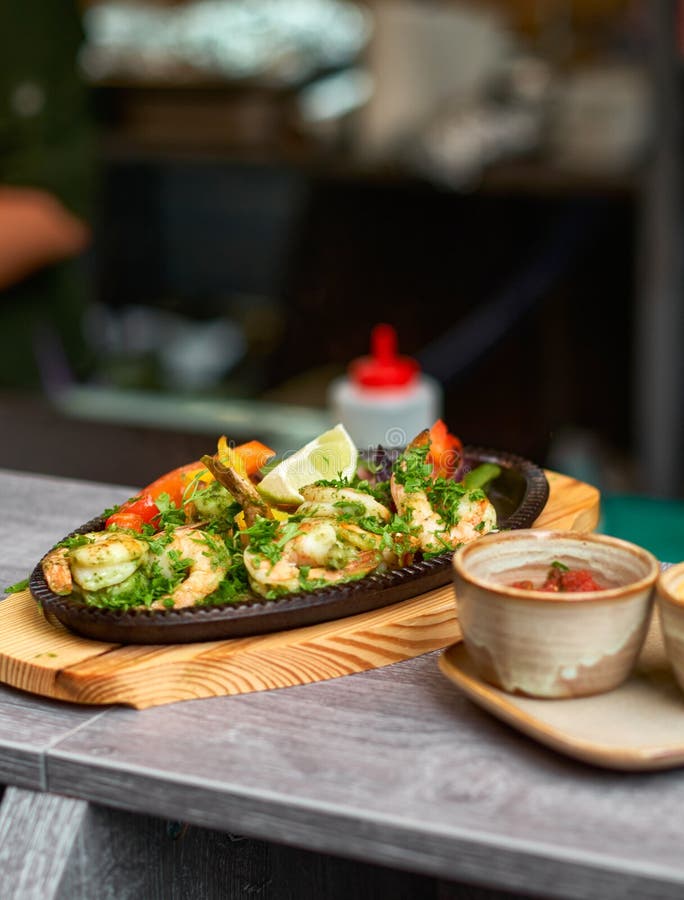 Traditional Mexican Beef Fajitas on Fire in the Kitchen, Also Called ...