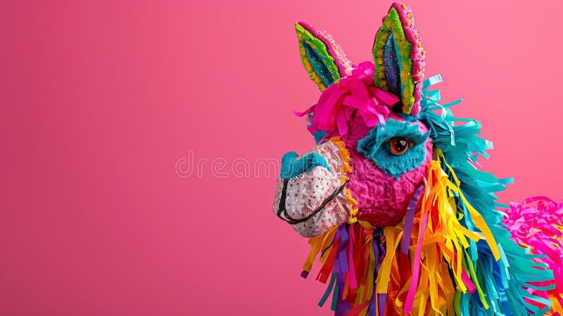 Colorful Llama PiÃ±ata Festive Party Decoration Bright Pink Background Mexican Tradition ...
