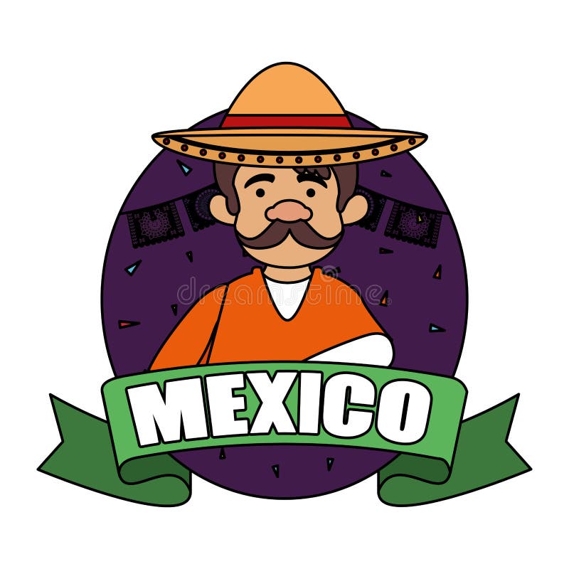 Traditional Mexican Man with Hat Stock Vector - Illustration of ...
