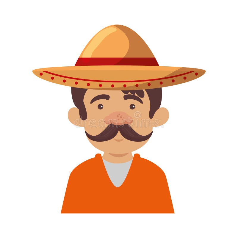Traditional Mexican Man with Hat Stock Vector - Illustration of person ...