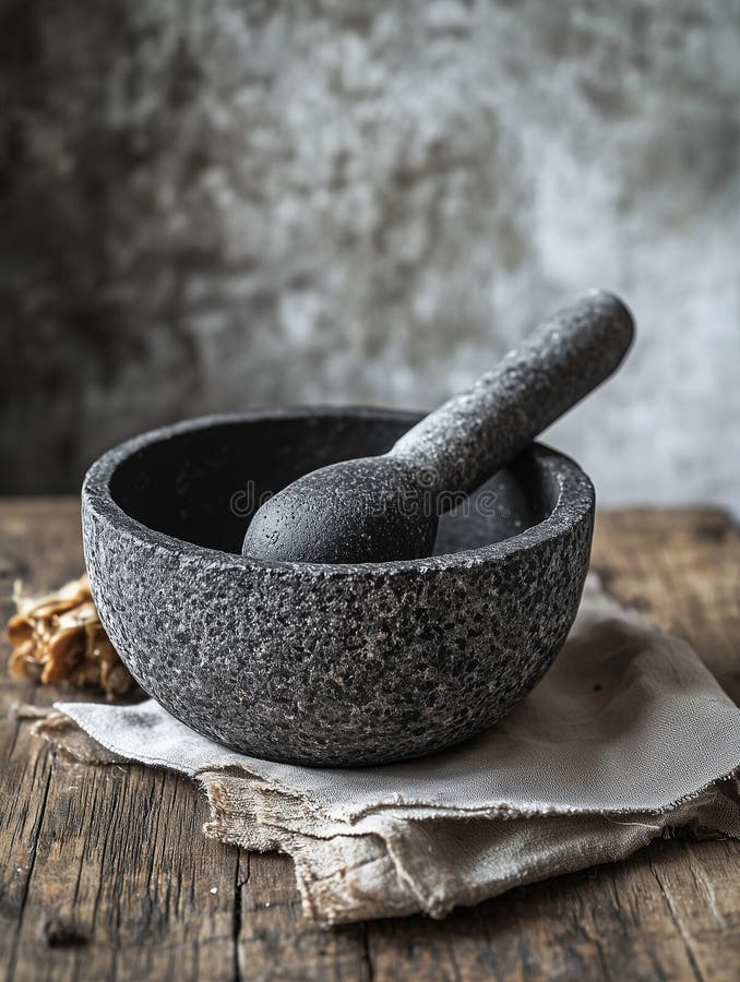 Traditional Mexican Mortar and Pestle in a Rustic Kitchen Setting during Daylight Hours Stock ...