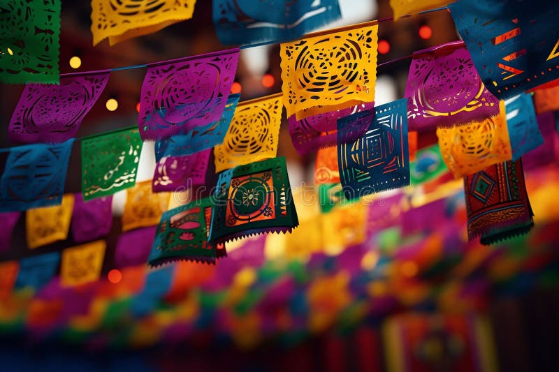 Traditional Mexican Papel Picado Banners Stock Illustration ...