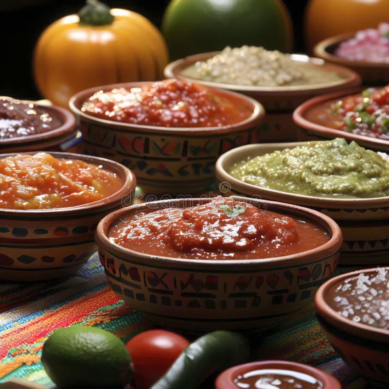 Traditional mexican salsas stock illustration. Illustration of bowl ...
