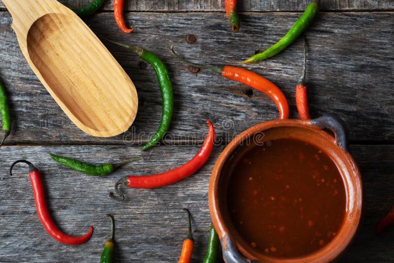 Mexican Sauce and Chili Peppers Stock Image - Image of fresh, flavor ...