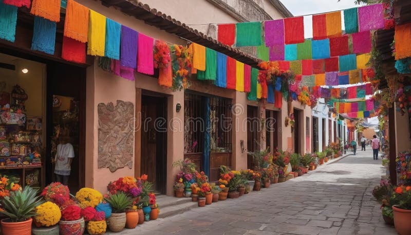 Traditional Mexican Street and Store Decorations. Generative AI Stock ...
