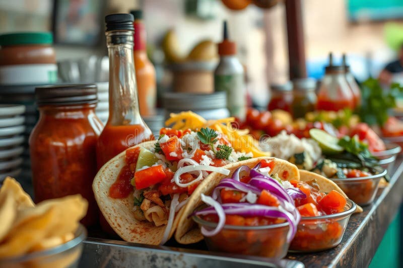 Traditional Mexican Taco Stand Stock Illustration - Illustration of ...