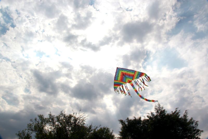 Traditional Mexican Toy, Multi-colored Kite Flying in the Sky Stock ...