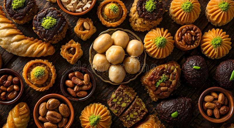 Basbousa Arabic Sweet Bakery. Middle Eastern Dessert Vector ...