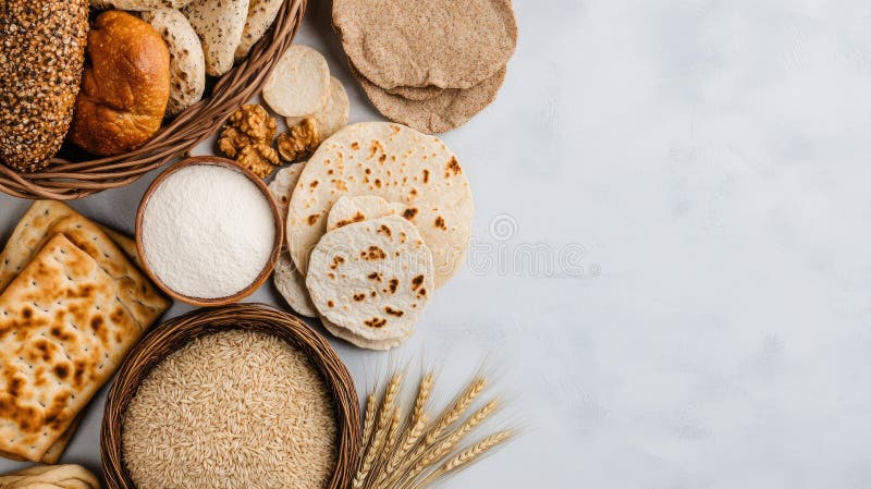 Traditional Middle Eastern Bread Ingredients are Arranged on a Wooden ...