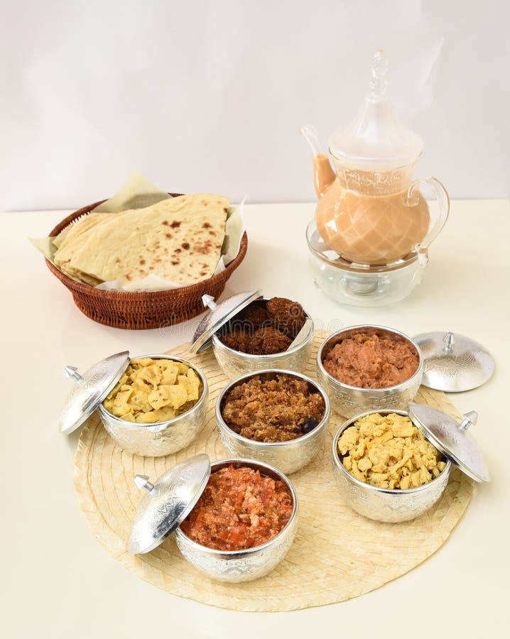 Traditional Middle Eastern Breakfast with Flatbread, Falafel, Assorted ...