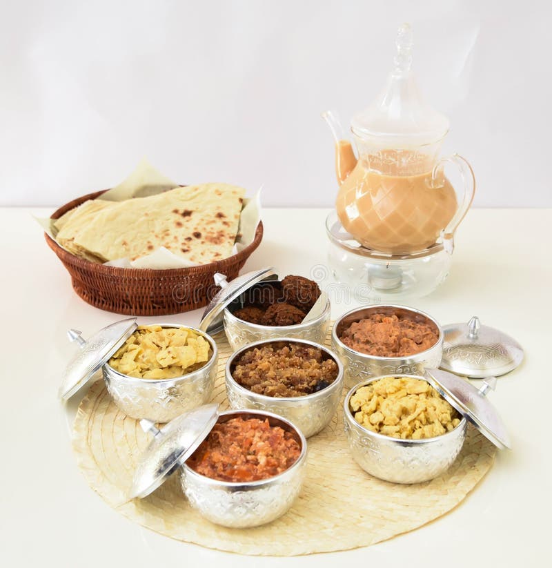 Traditional Middle Eastern Breakfast with Flatbread, Falafel, Assorted ...