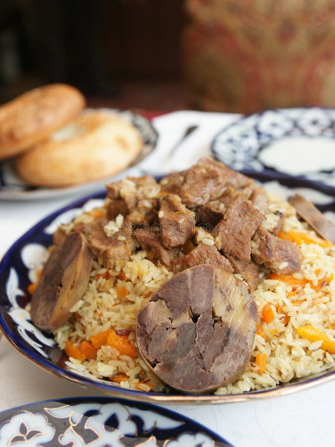 Traditional Pilaf on Restaurant Table Stock Image - Image of rice ...
