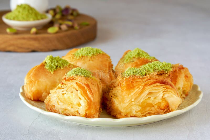 Traditional Middle Eastern Sweets Warbat, Kadayif , Kunafa Stock Image ...