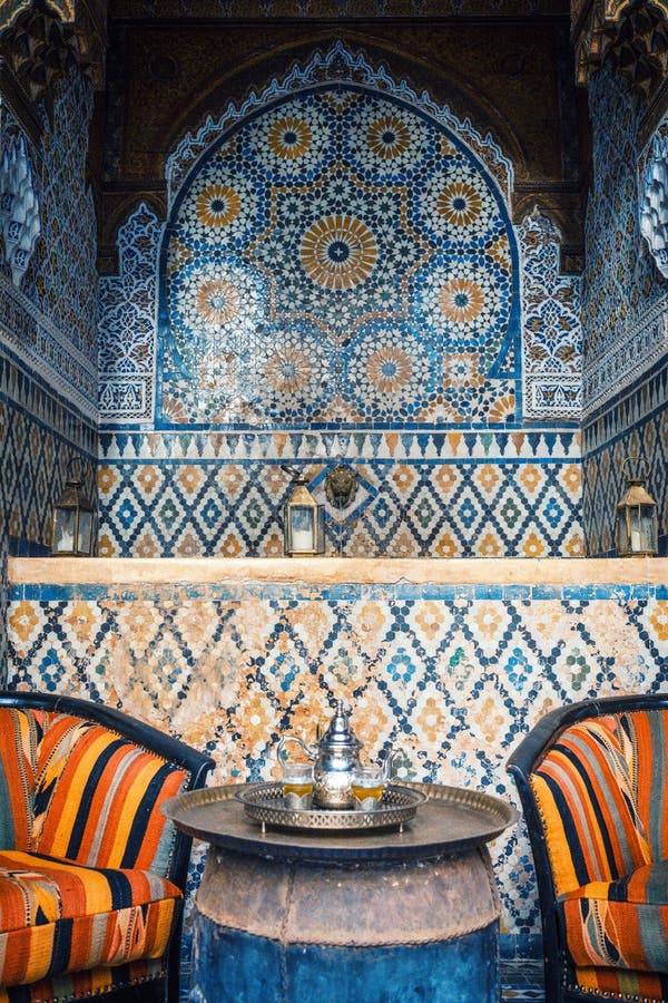 Traditional Mint Tea in a Riad in Marrakech Stock Photo - Image of ...