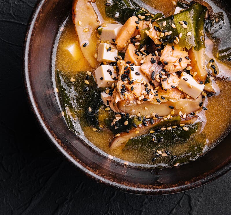 Traditional Miso Soup with Wakame Seaweeds Stock Photo - Image of bean ...