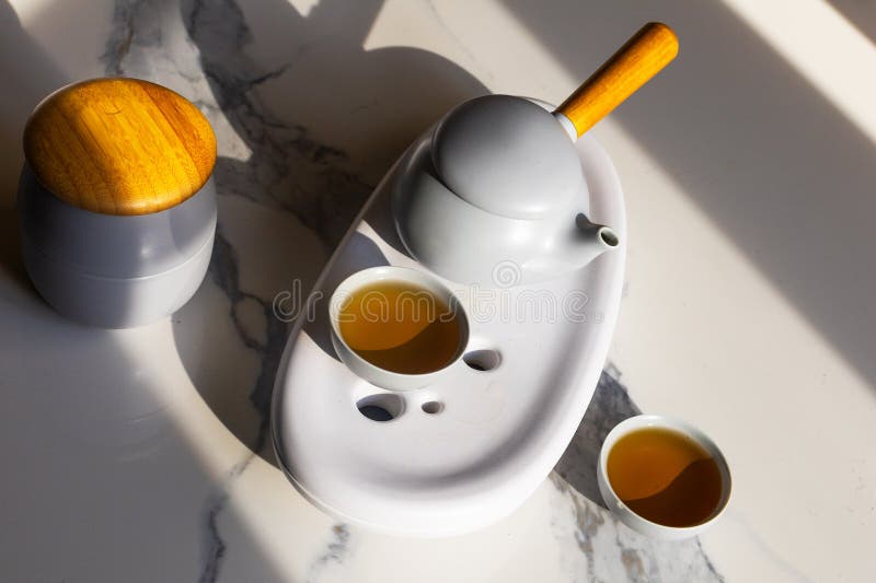 Traditional Moder Tea Pot and Cups for Ceremony Stock Photo - Image of ...