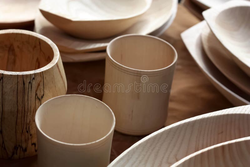 Traditional and Modern Wooden Tableware Stock Image - Image of bowl ...