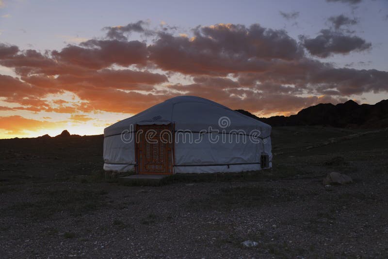Traditional Mongolian Ger at Sunset Stock Photo - Image of nomad ...