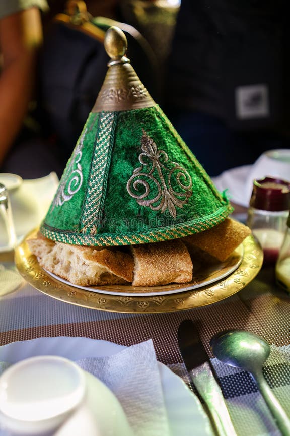 Traditional Moroccan Bread on Table Stock Photo - Image of platter ...