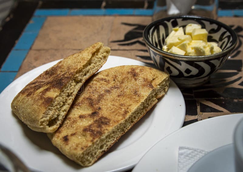 Traditional Moroccan Breakfast Bread and Butter Stock Photo - Image of ...