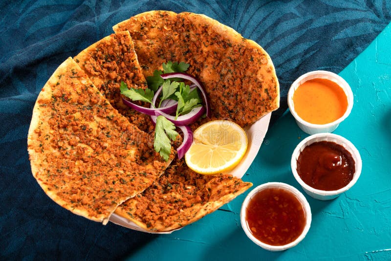 Traditional Moroccan Pizza Flatbread Topped with Red Lentils and Herbs ...