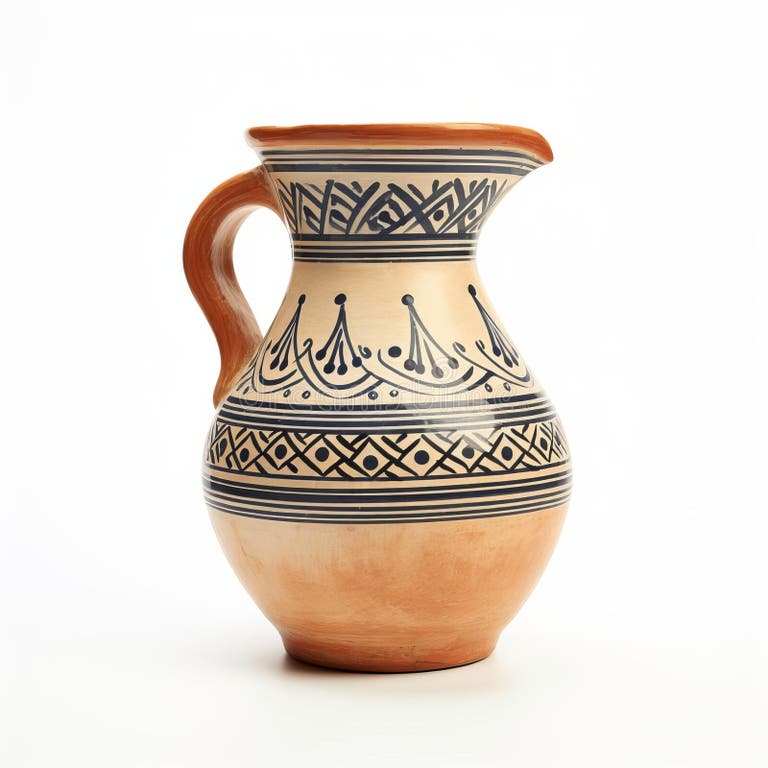Traditional Moroccan-style Clay Pitcher with Intricate Design Pattern ...