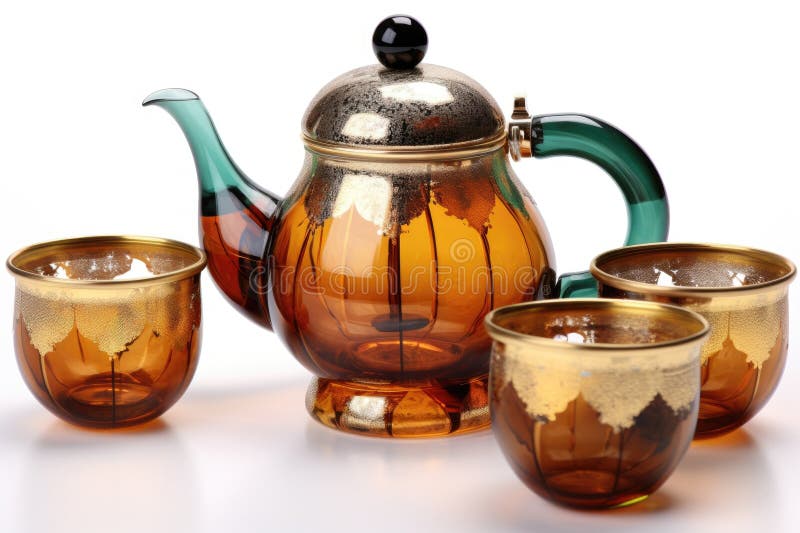 Traditional Moroccan Teapot with Tea Glasses Stock Illustration ...