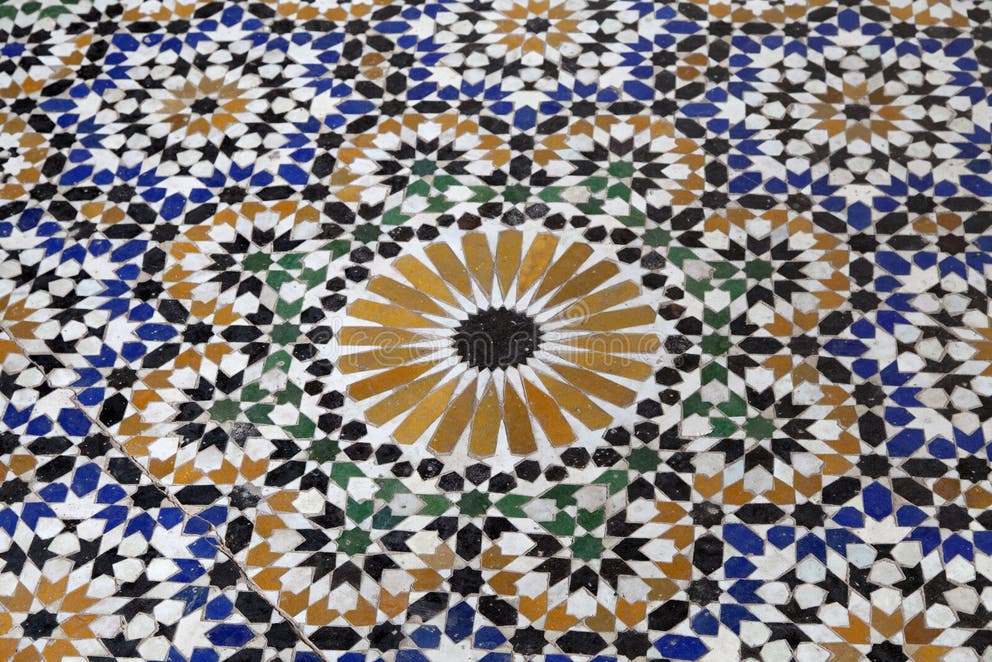Traditional Mosaic Floor in Marrakesh Stock Image - Image of morocco ...