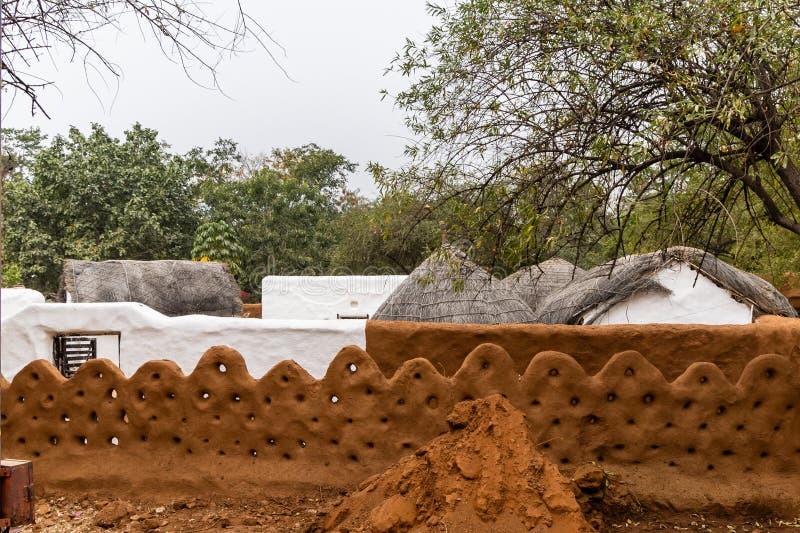 Traditional Mud Decorative Wall at Rural Village Home at Day Stock ...