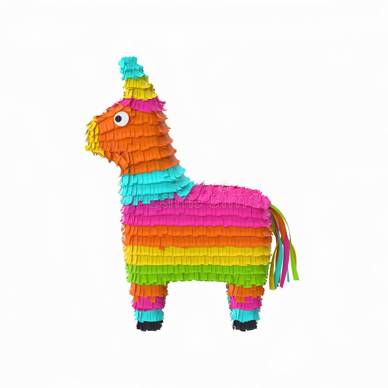Traditional Multi Colored Mexican Party Pinata on a White Background ...